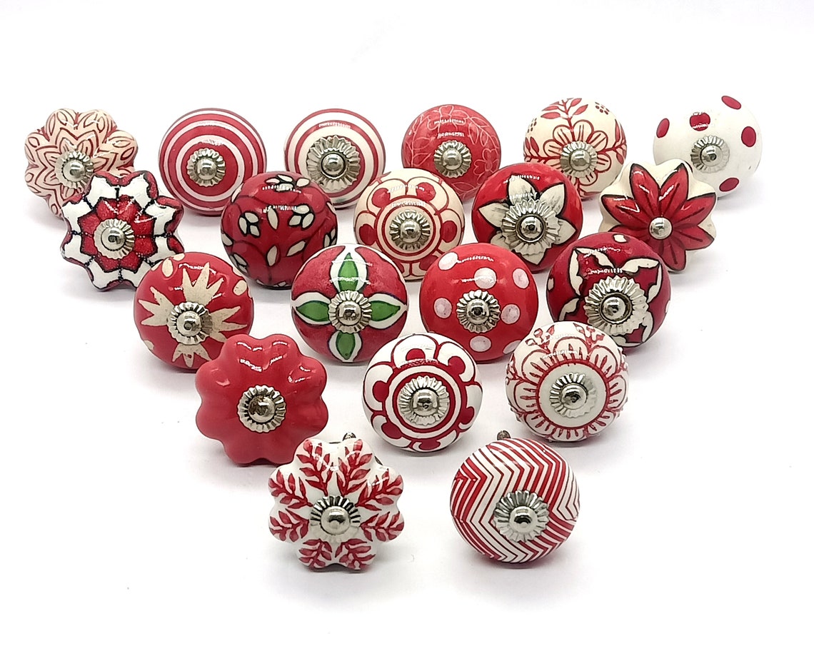 Red and White Assorted Knobs From Our Collection / Red and White Mix ...