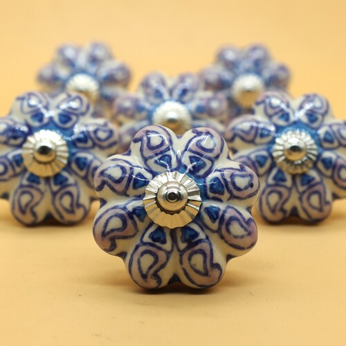Flower Ceramic Hand Painted Knobs Drawer Pulls Cabinet - Etsy
