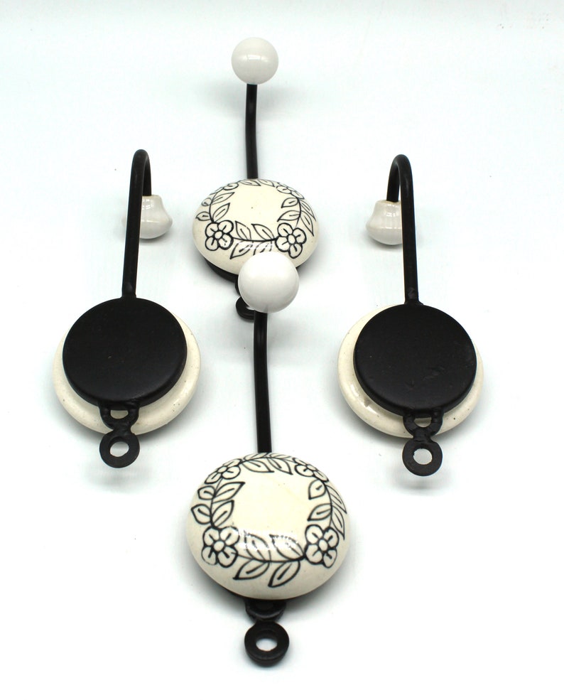 Floral Designed Ceramic Hook Handpainted Hooks Bathroom Hooks ...