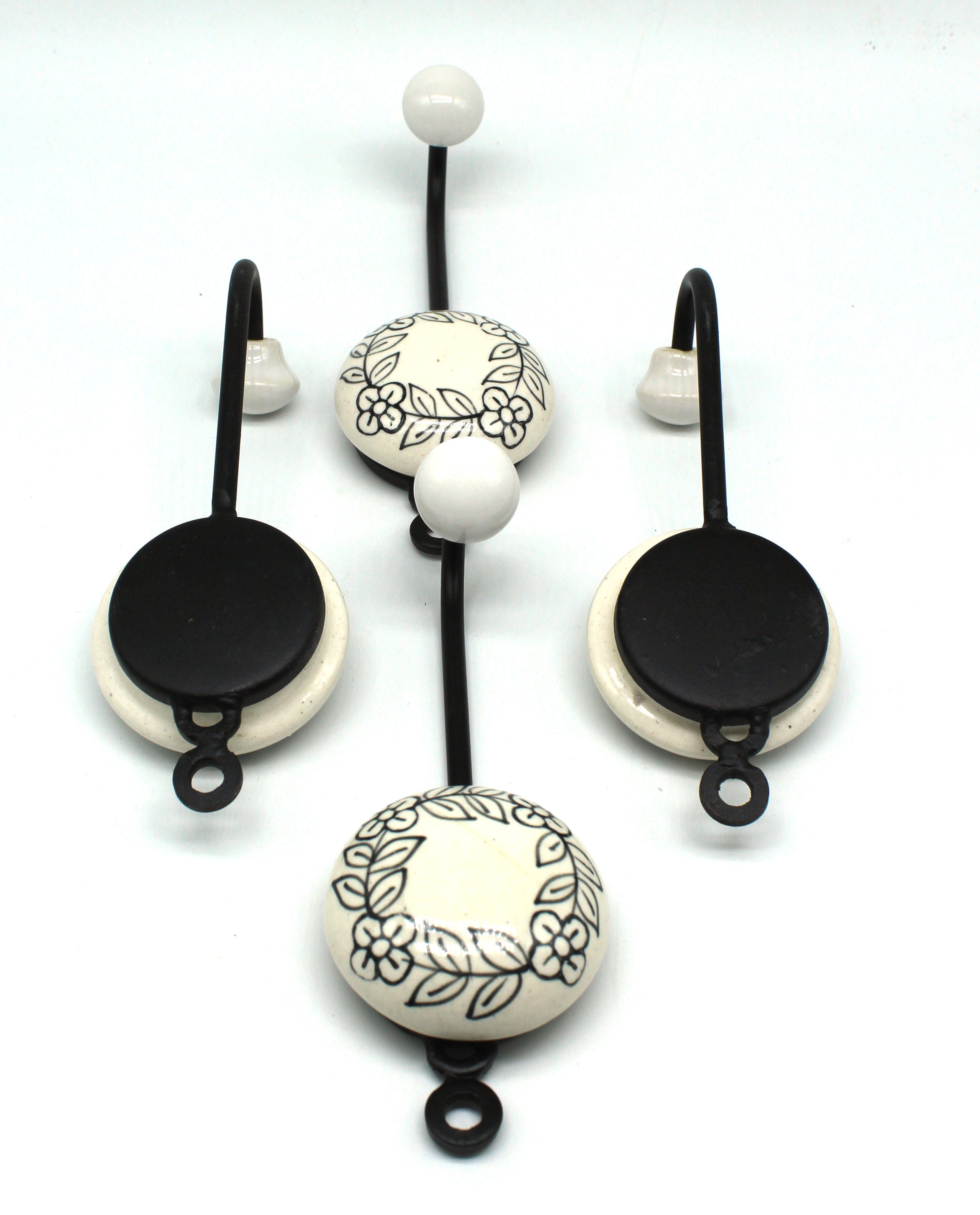 Floral Designed Ceramic Hook Handpainted Hooks Bathroom Hooks - Etsy