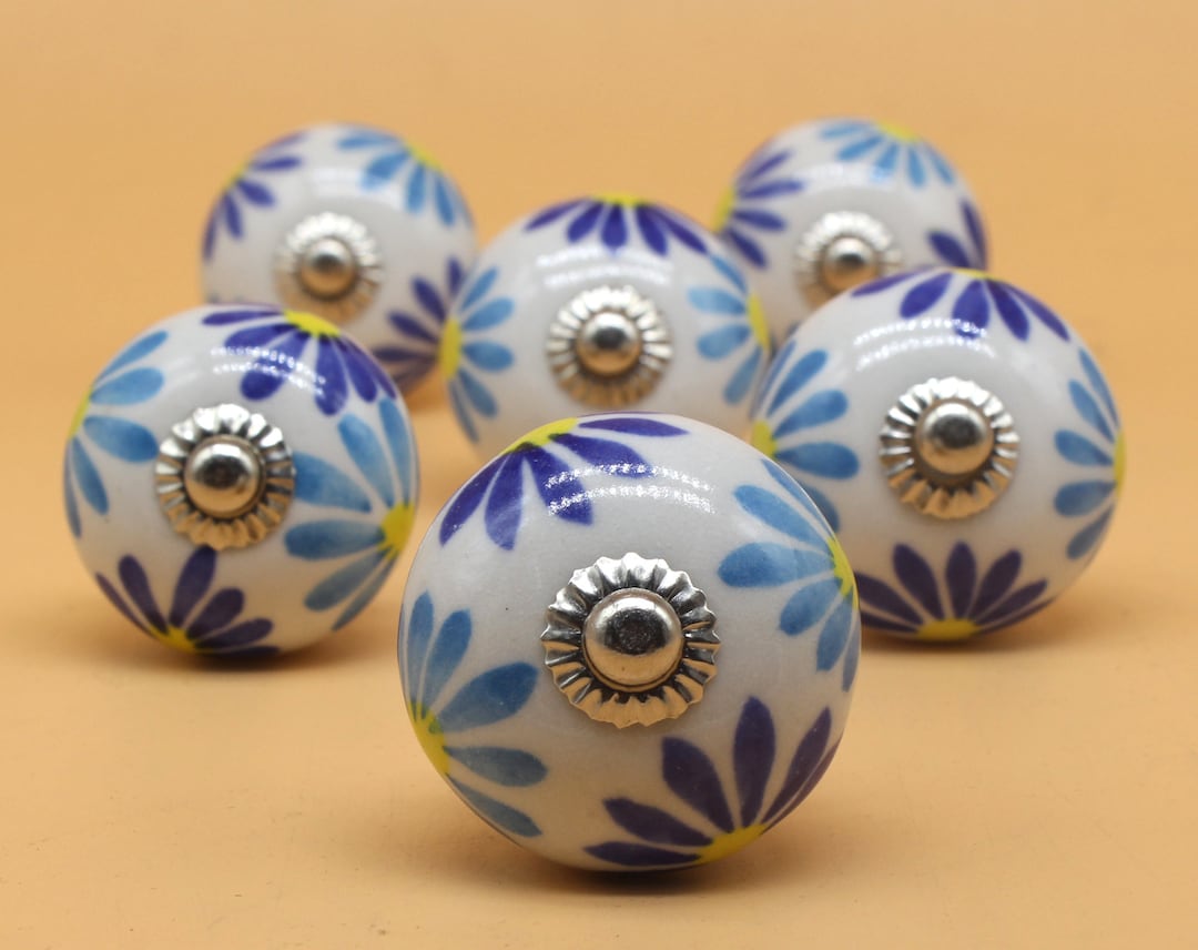 Brilliantly Hand Painted Ceramic Knobs / Ceramic Drawer Pulls / Cabinet ...