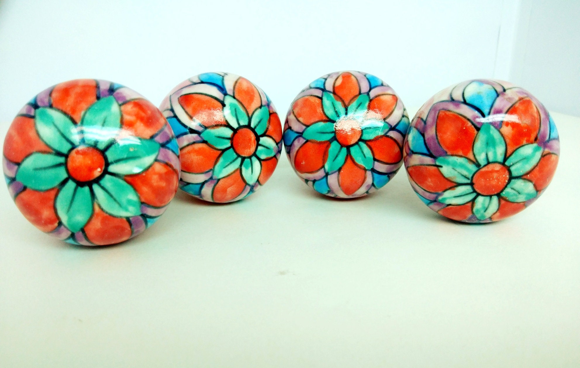 Ceramic Hand Painted Round Shape Combination of Printed | Etsy