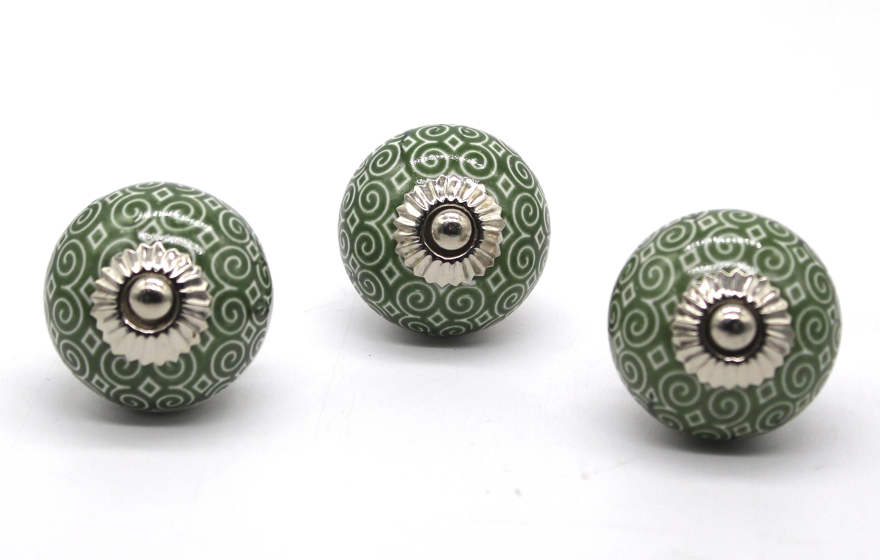 Large Round Shape Crater Knob Large Printed Green Color | Etsy