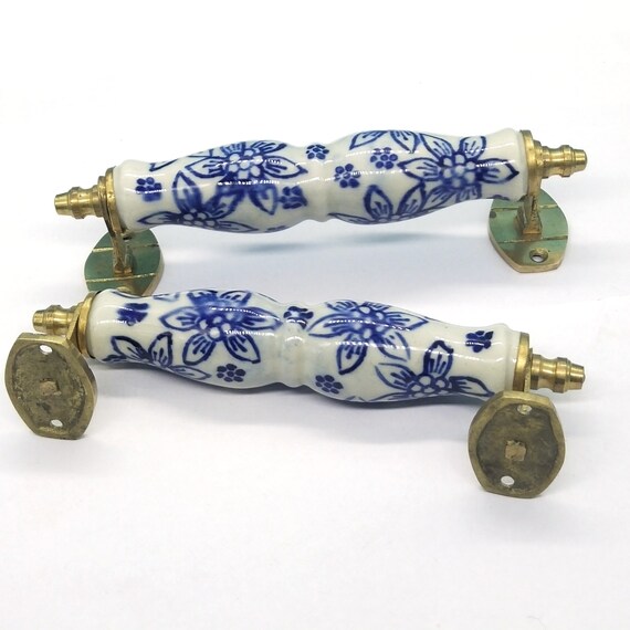 Set of 2 Ceramic Cabinet Handles With Imperfect Floral Design - Etsy