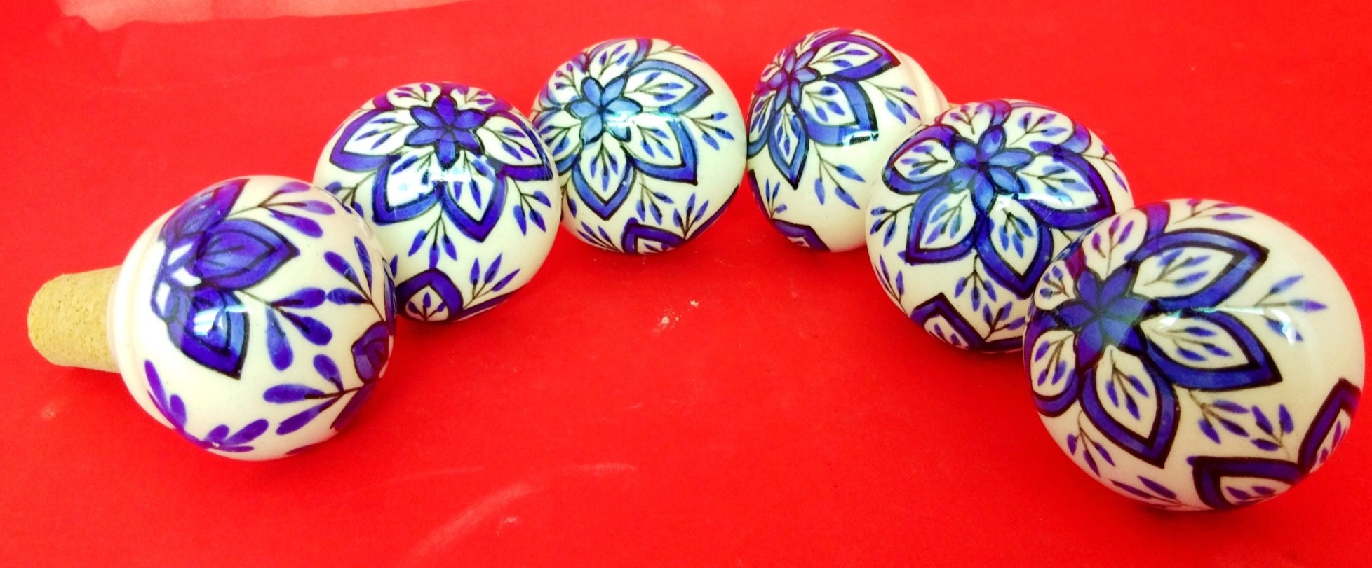 Ceramic Hand Painted Round Shape Combination of Floral White | Etsy