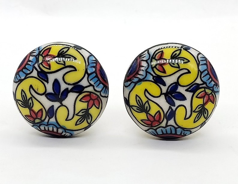 Multi Color Flat Head Round Shape Ceramic Drawer Pulls/ - Etsy