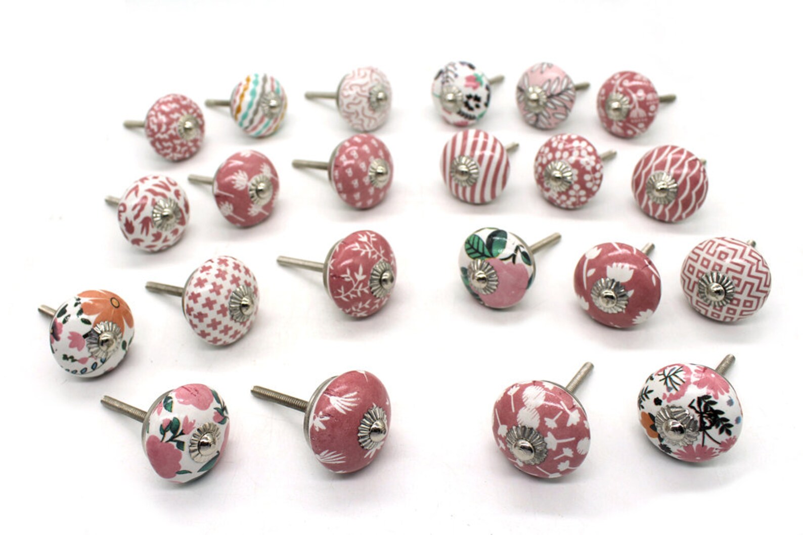 Knob King Designed Assorted Multi Color Round Shape Floral Knobs From ...