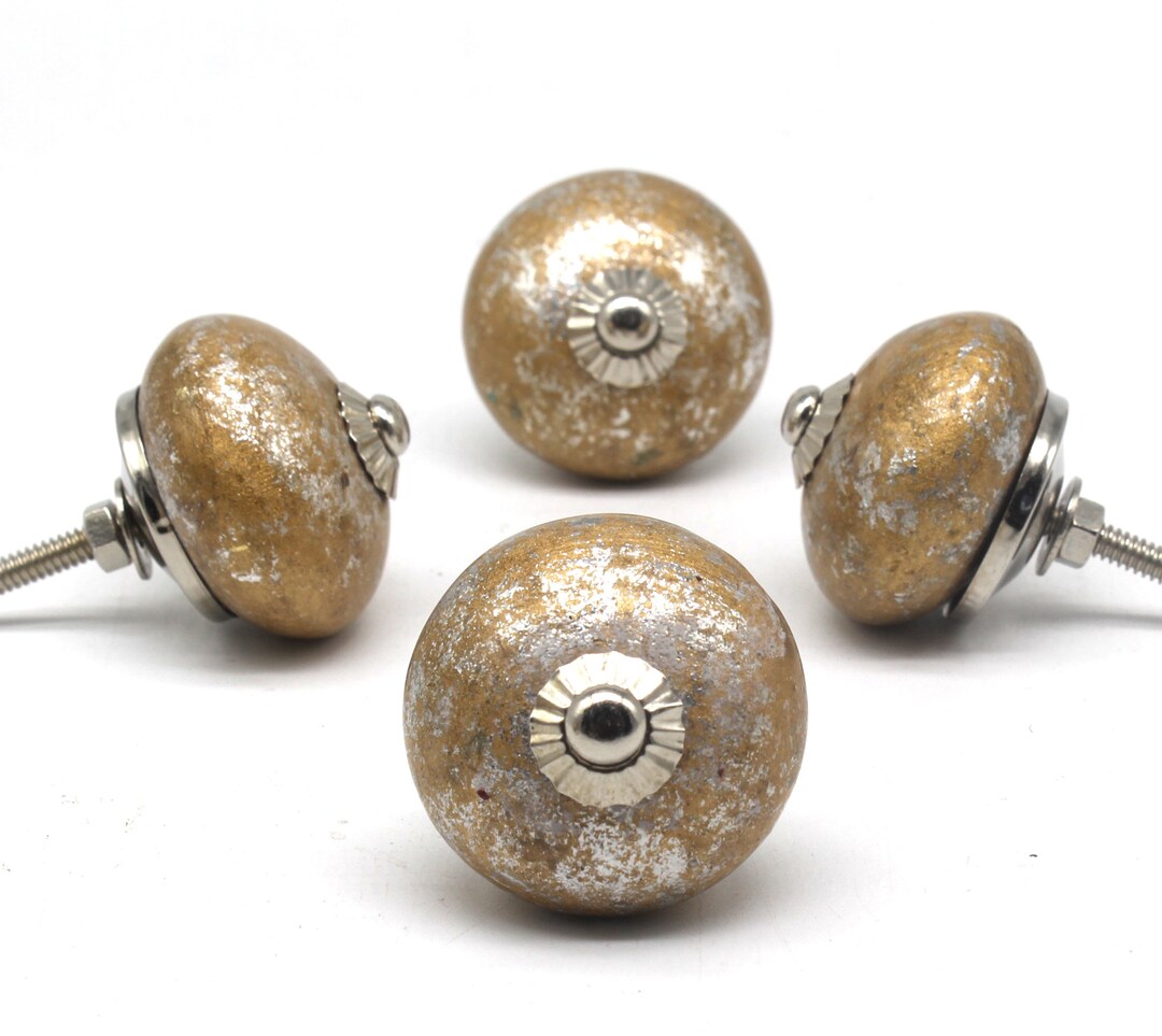 Premium Quality Golden Knobs With Silver High Lights Round Shape ...