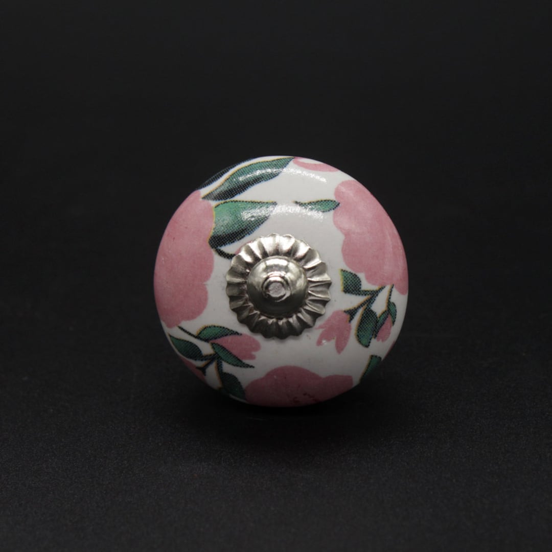 Multi Color Floral Pattern Round Shape Hand Painted Ceramic Knobs ...