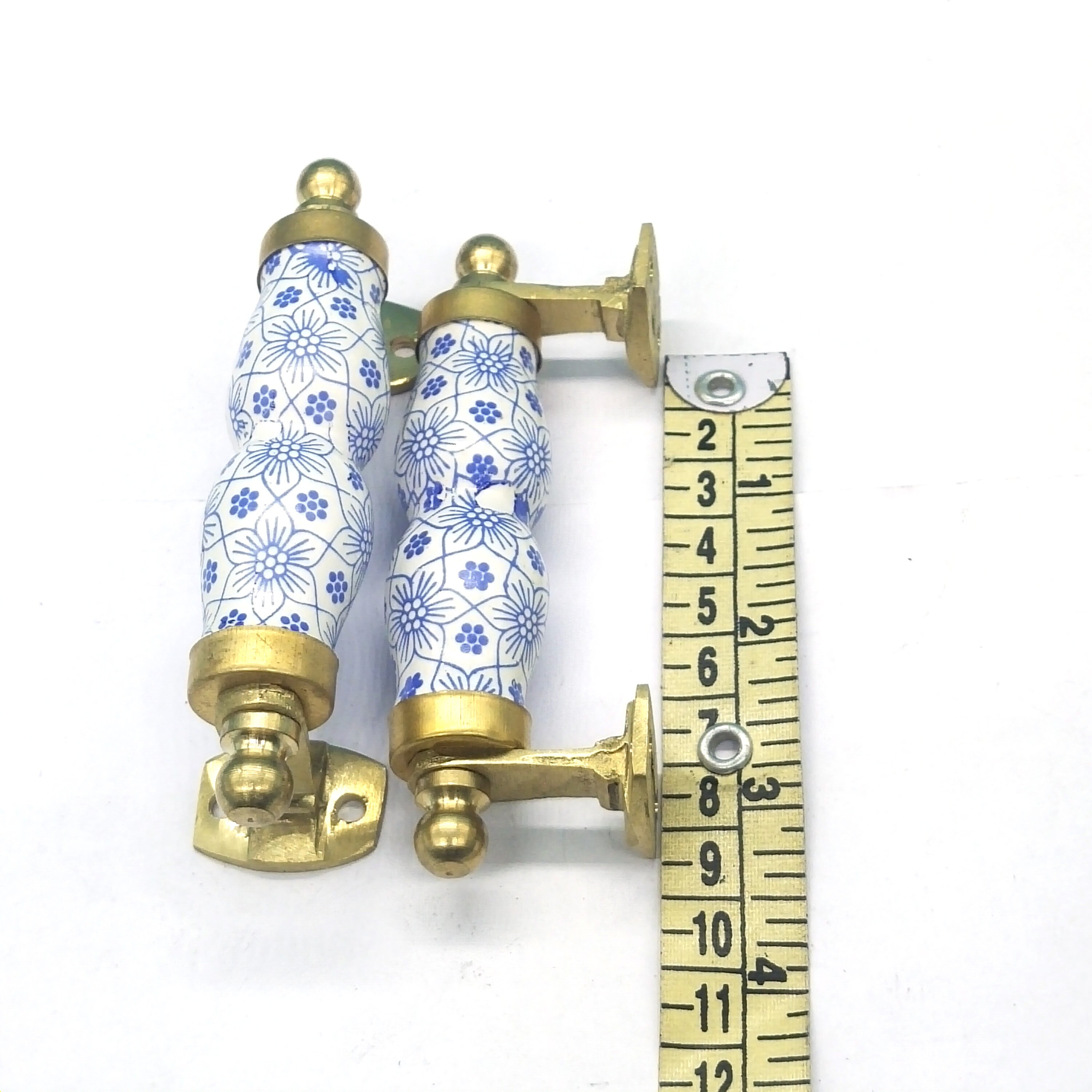Blue and White Flower Pattern Brass Accessories Handles in Different ...