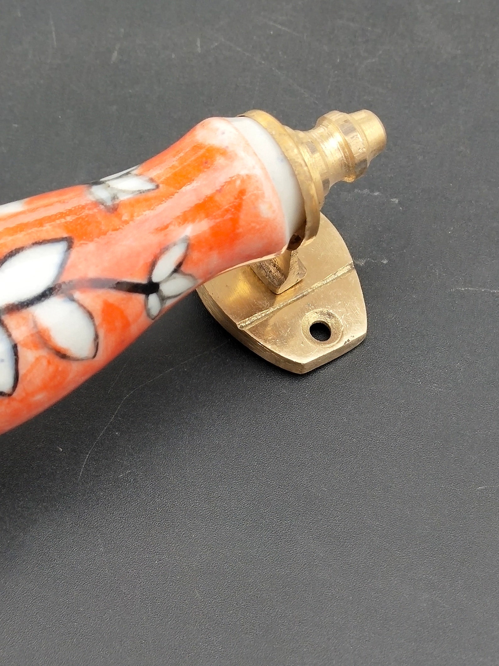 Set of 2 Ceramic Cabinet Handles With Brass Accessories 7 - Etsy