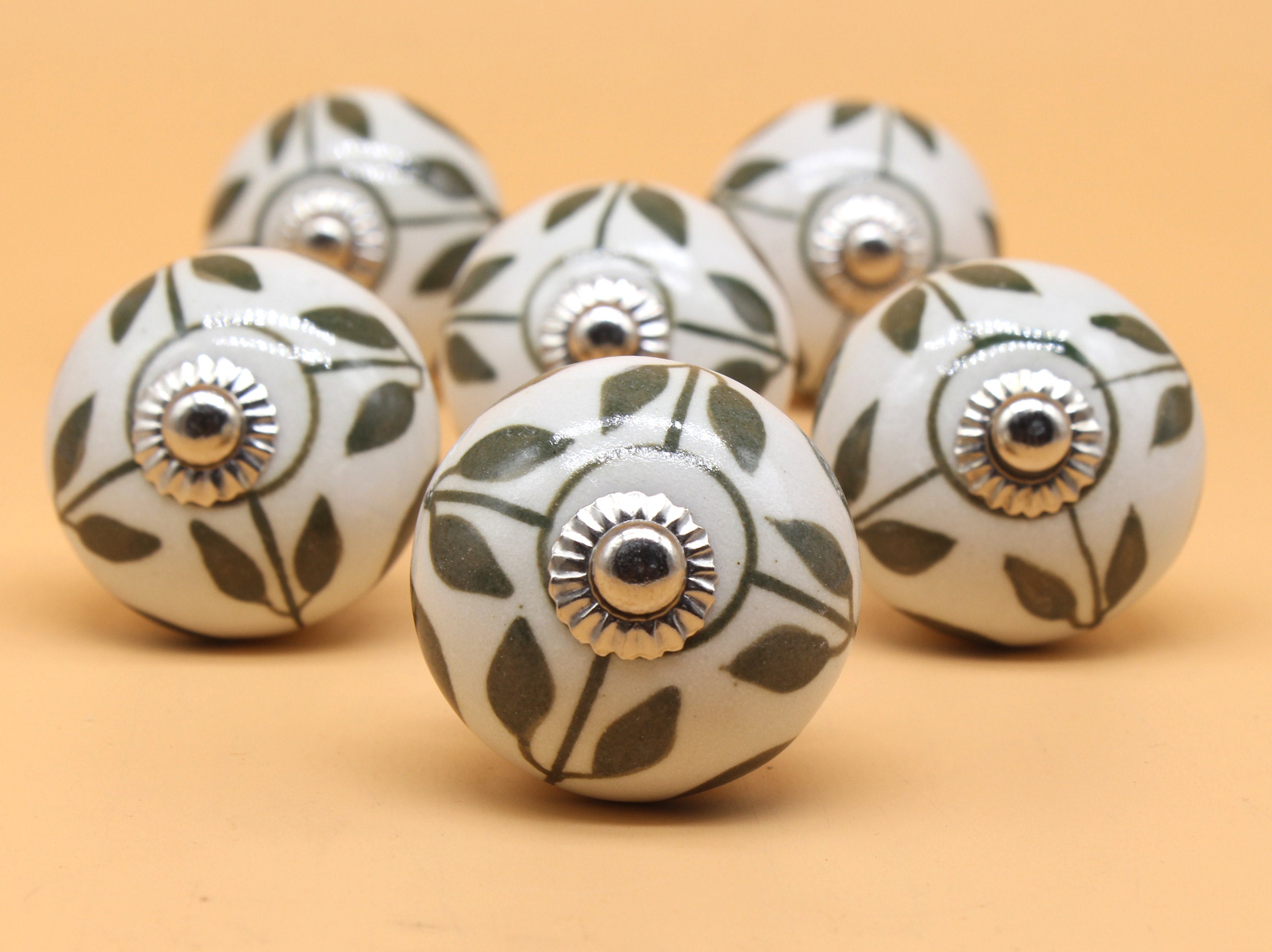 Brilliantly Hand Painted Ceramic Knobs / Ceramic Drawer Pulls / Cabinet ...