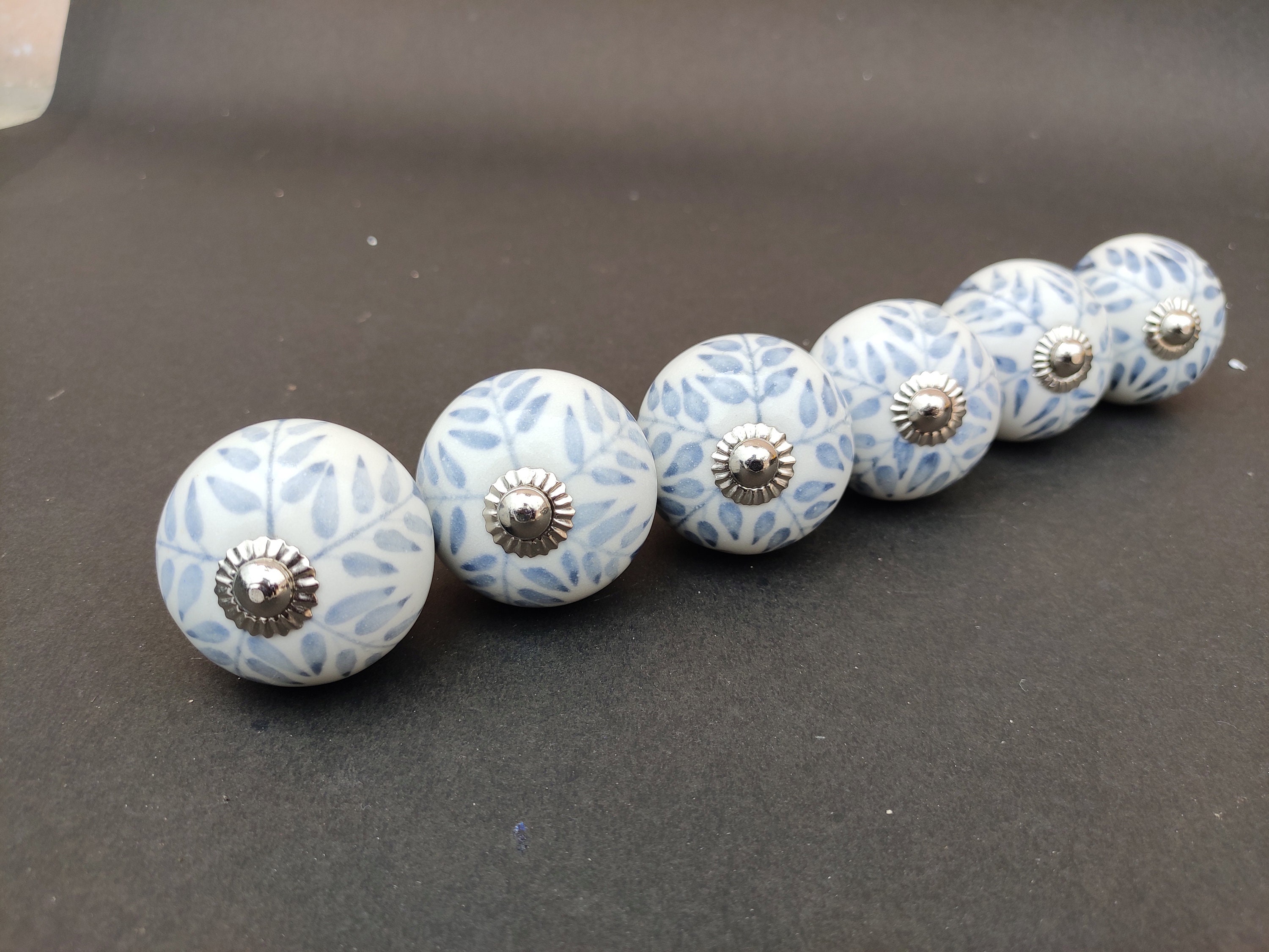 WHITE and GREY Knob Round Shape Hand Painted Ceramic Knob - Etsy