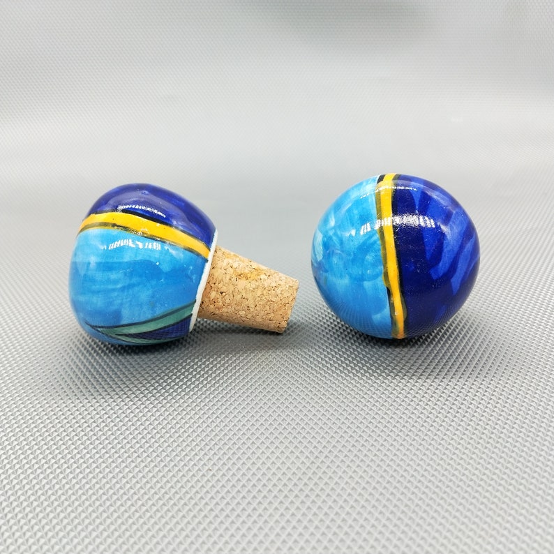 Ceramic Hand Painted Round Shape Combination of Blue and - Etsy