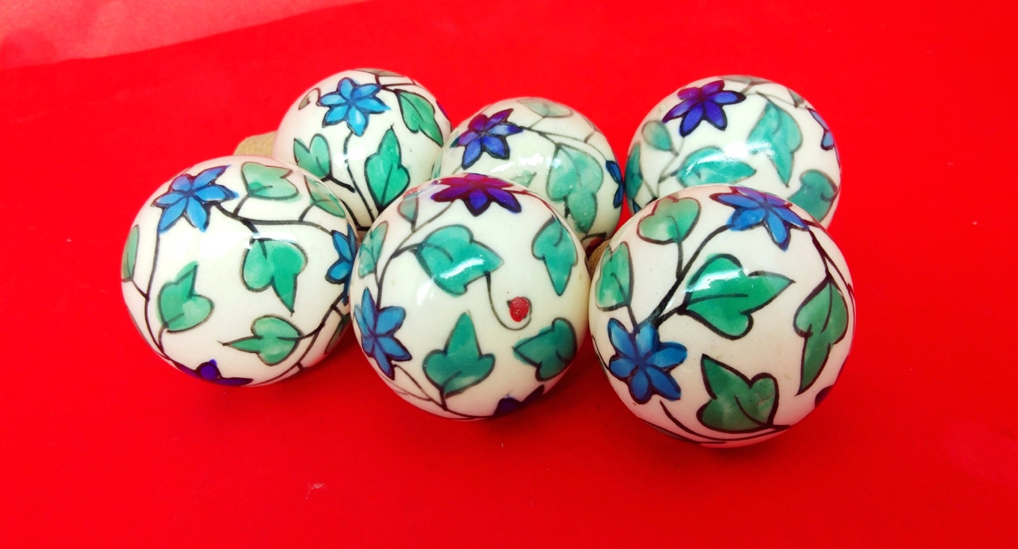 Ceramic Hand Painted Round Shape Combination of Printed White | Etsy