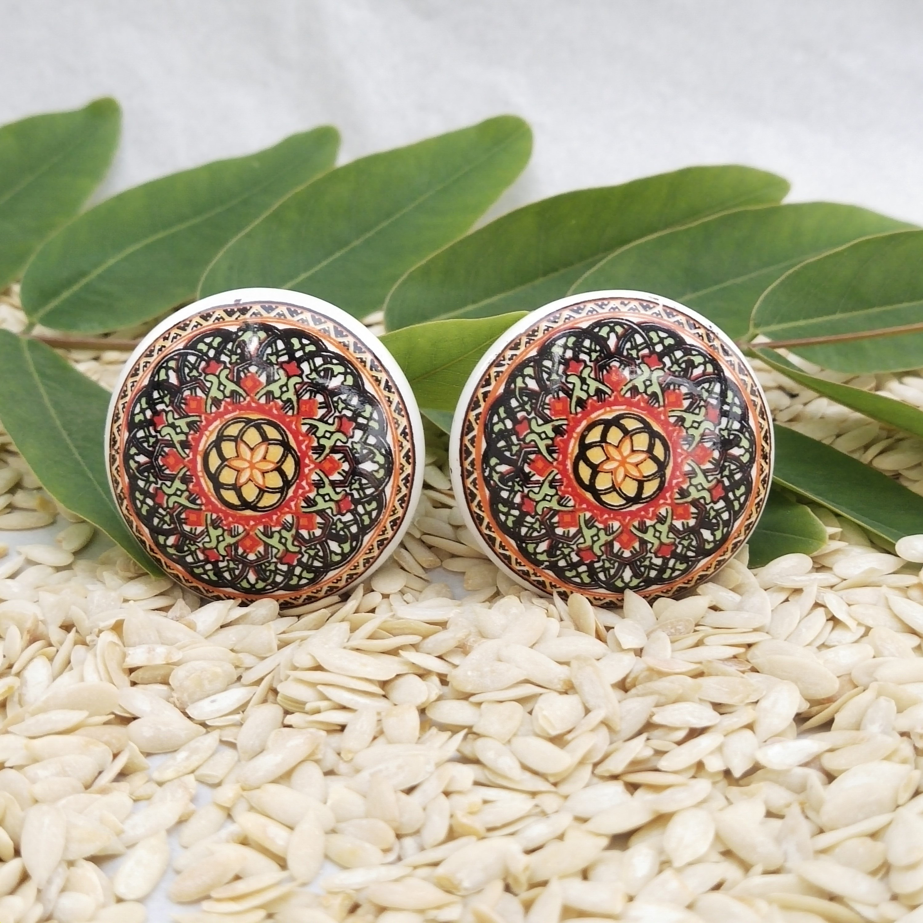 Premium Quality Multi Color on White Base Flat Head Round | Etsy