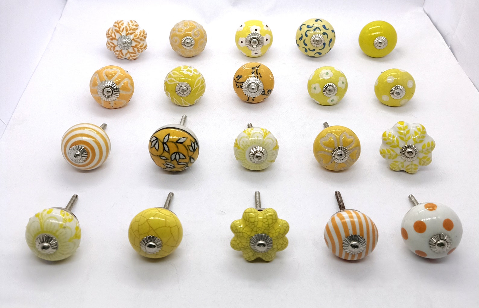 Assorted Mixed Shape Crater Knob, Yellow and White Artistic Cabinet ...