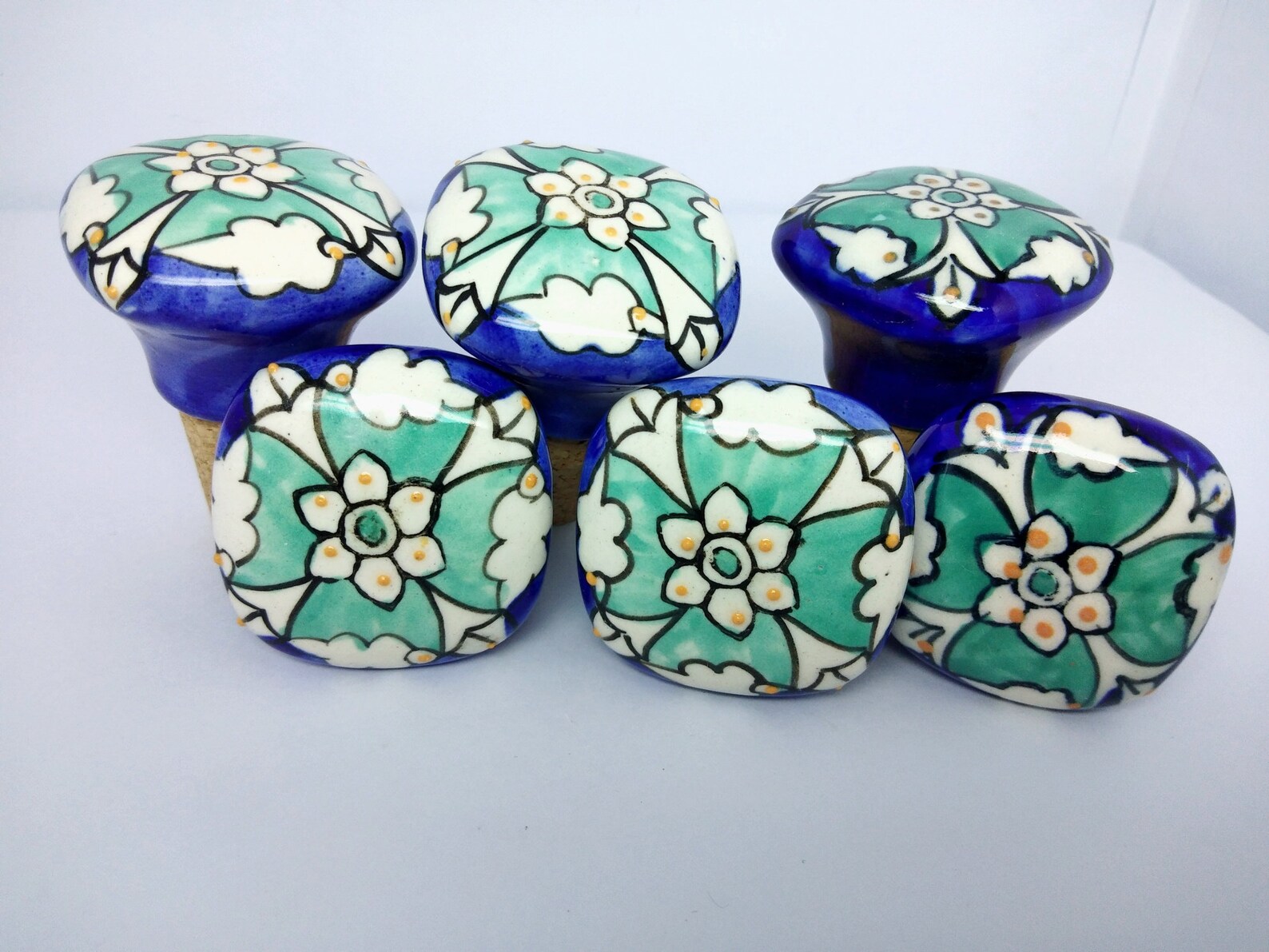 Ceramic Hand Painted Square Shape Combination of Blue and | Etsy