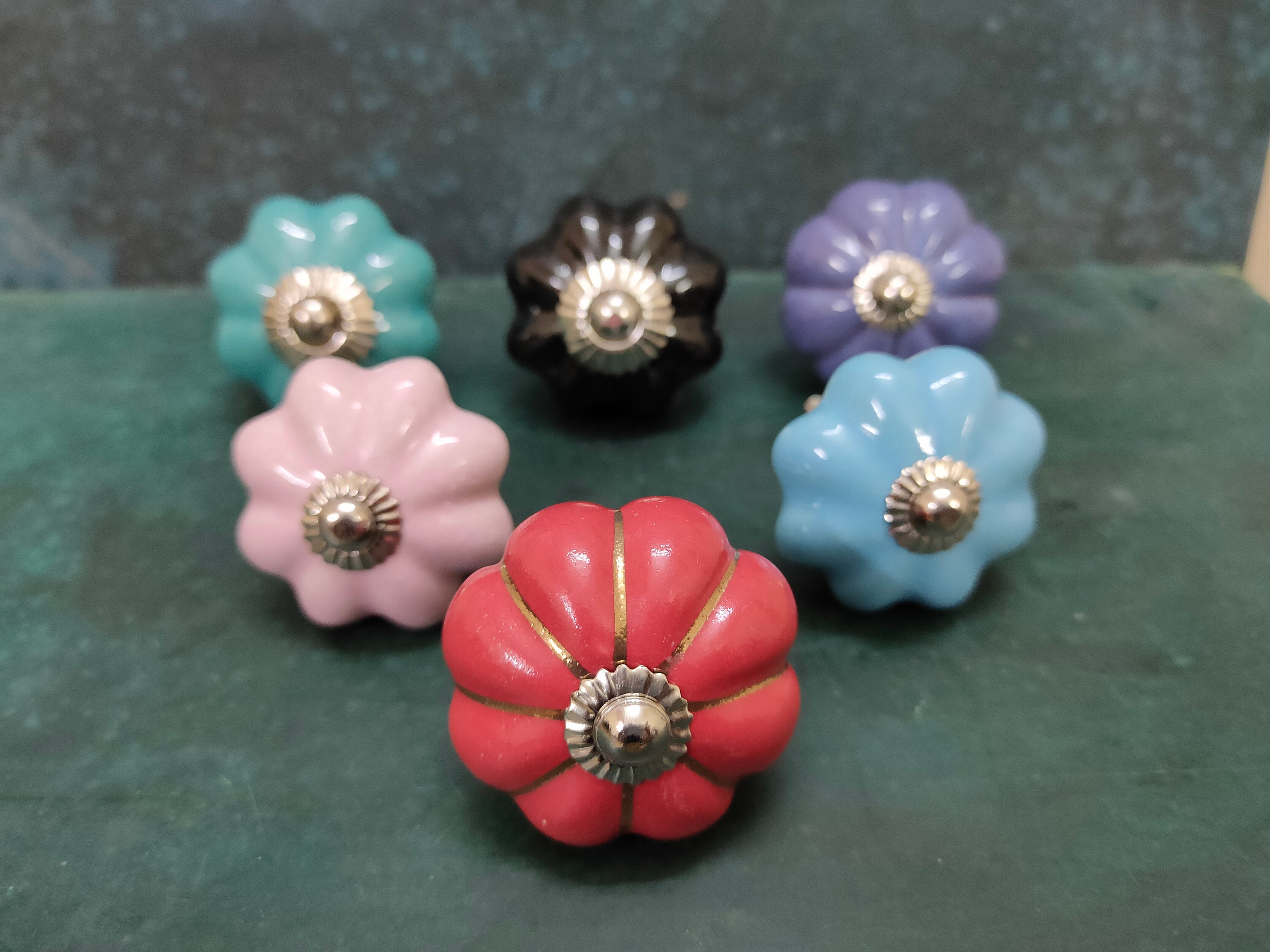 Set of 6 Beautiful Flower Ceramic Hand Painted Knobs, Colorful Knobs ...