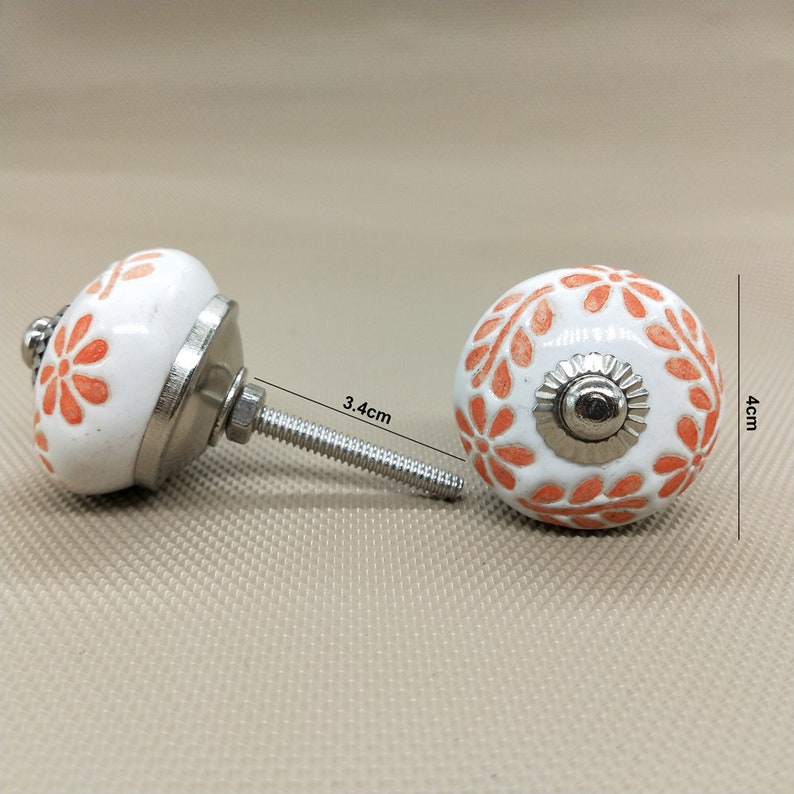 Orange and White Embossed Floral Round Shape Hand Painted - Etsy