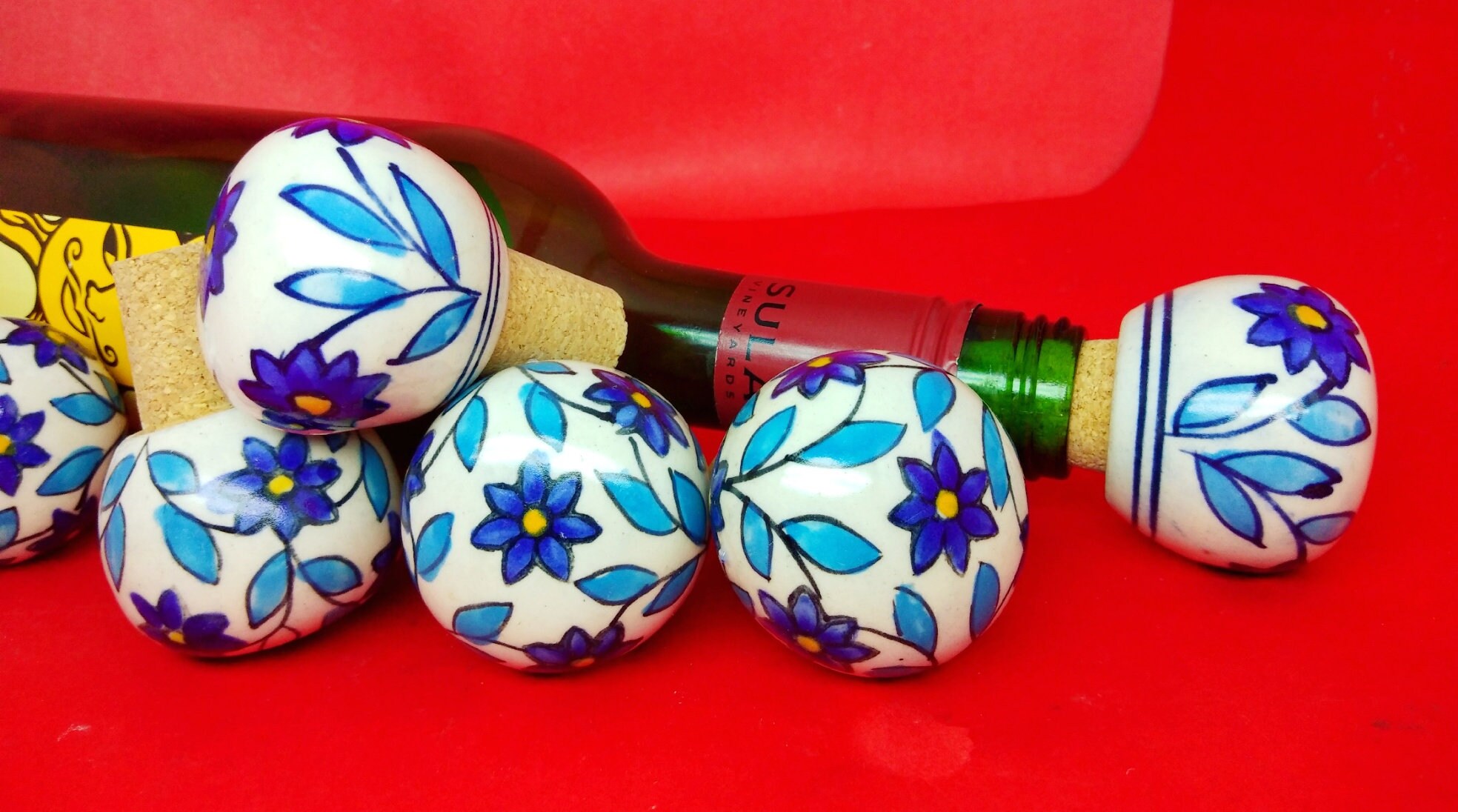 Ceramic Hand Painted Round Shape Combination of Floral White | Etsy