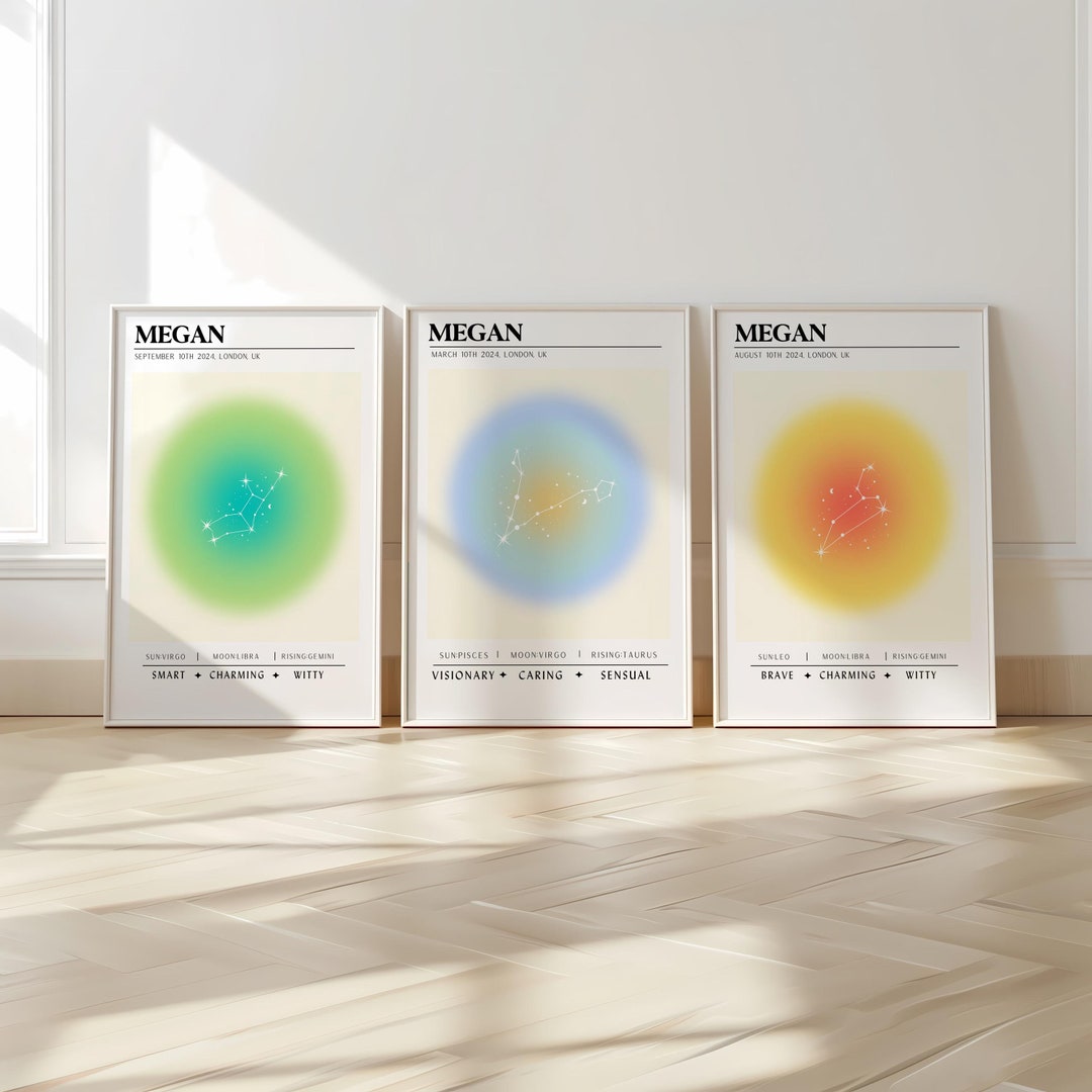 Custom Birth Chart & Zodiac Aura Print L Astrology Art , Zodiac Gifts ...