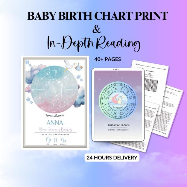 Baby Birth Chart Print & Child Reading- Newborn Reading, Astrology ...