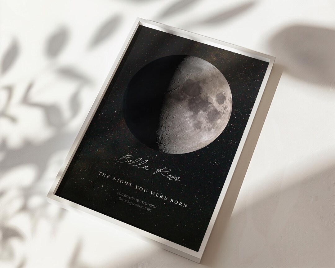 The Night You Were Born Moon Phase Print, Night Sky by Date ...
