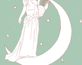 Moon Lady. Art Print. - Etsy