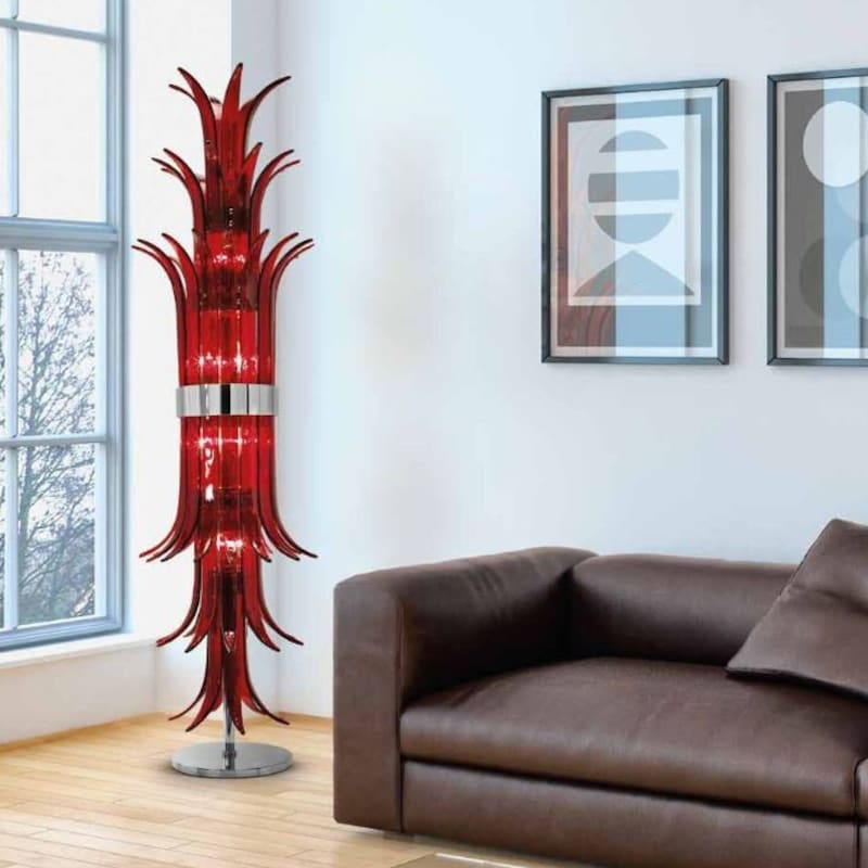 Red Glass Lamp - Etsy
