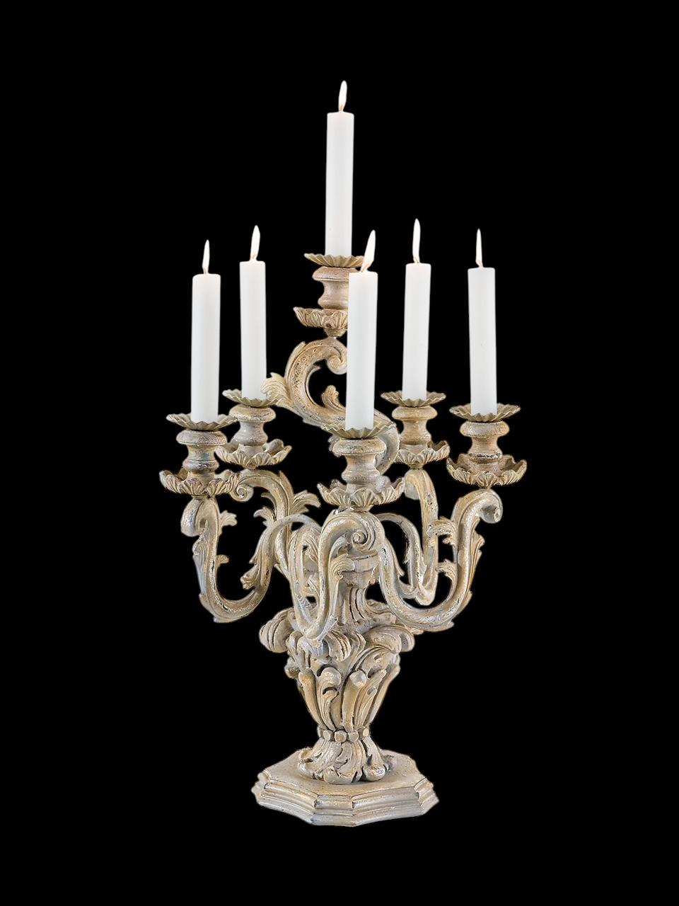 Vintage Style Wood Candelabra, Italian Hand Carved Gilt Wood Lighting ...
