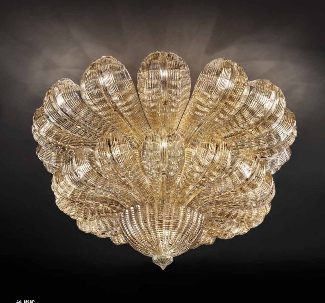 Two Tier Gold Glass Ceiling Light, Luxury Art Deco Light, Italian Light ...