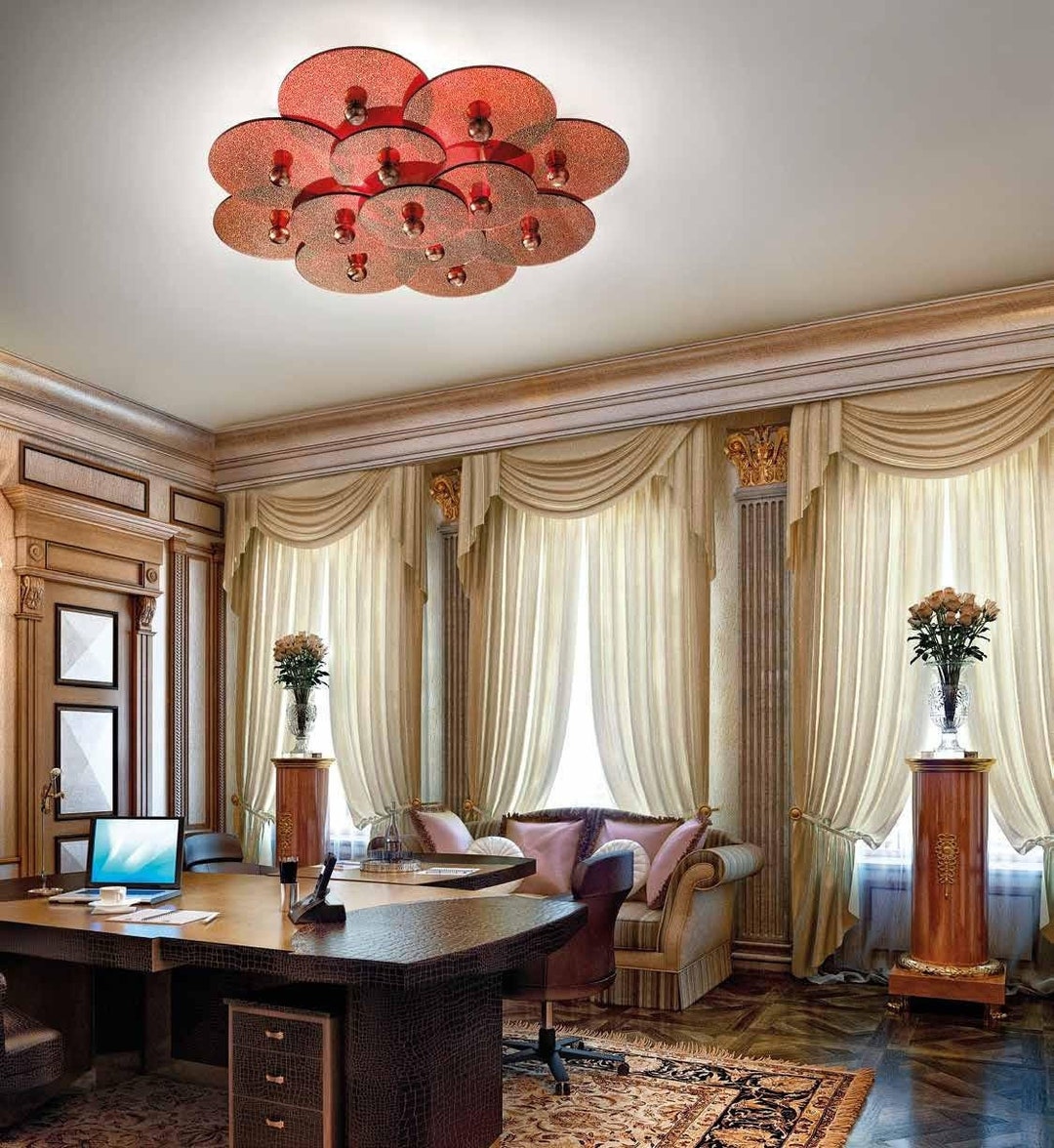 Round Murano Glass Ceiling Light: Red Disks, Modern Lights for Ceiling ...
