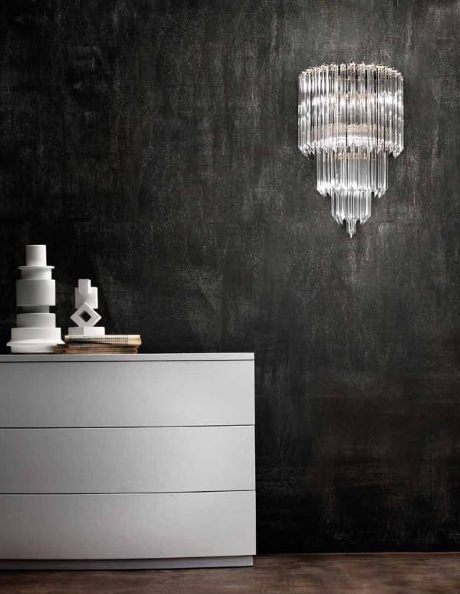 Italian Glass Venini Prism Sconce, Venetian Glass Sconce, Tronchi ...