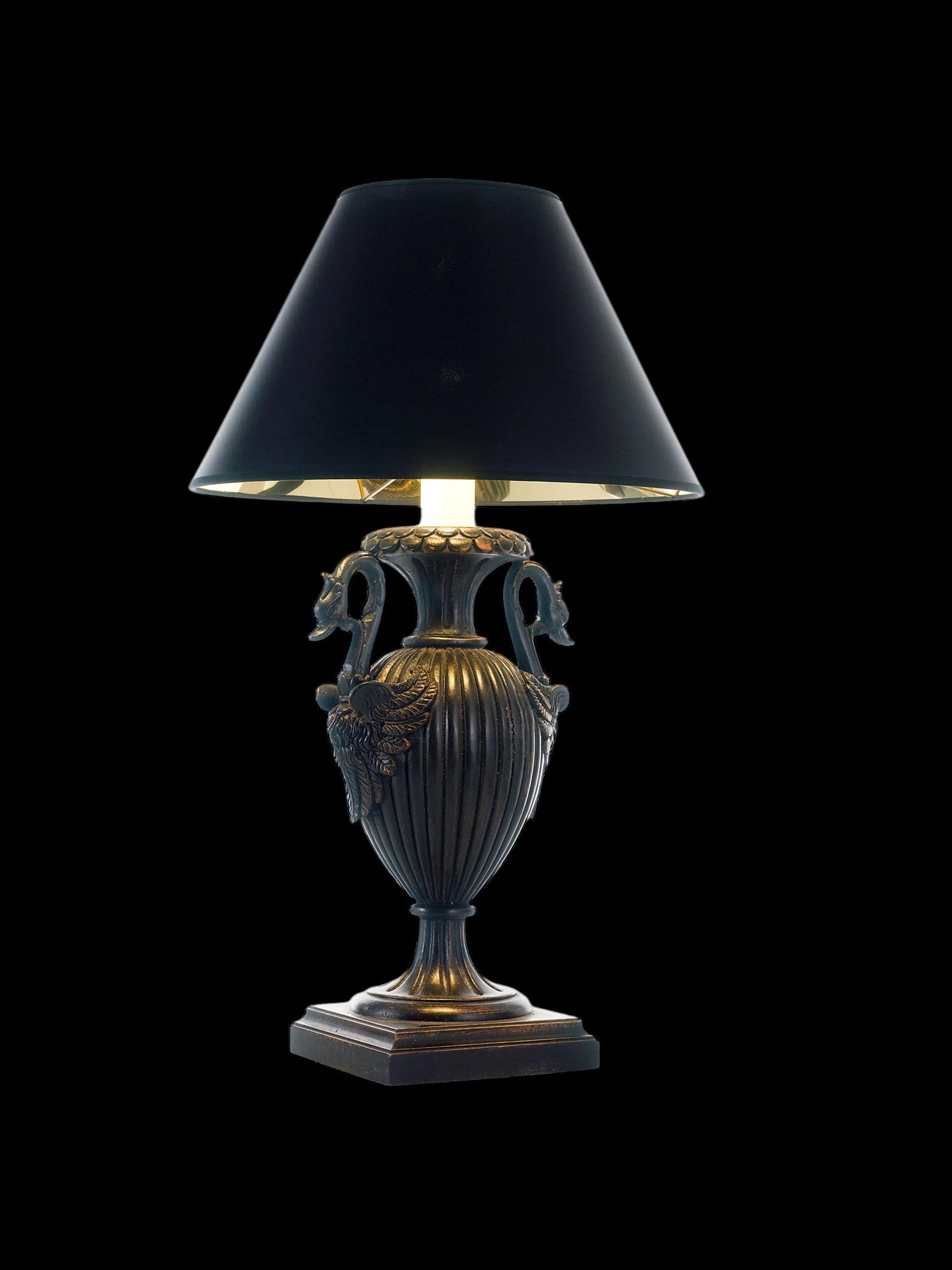 Hand-carved Gilt Wood Table Lamp, Ornate Tuscan Lamp With Black Shade ...