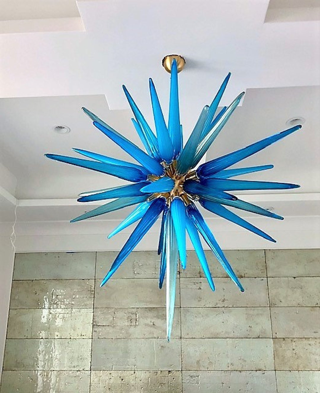 Pendant Light Murano Chandelier Blue Ceiling Light Modern - Etsy