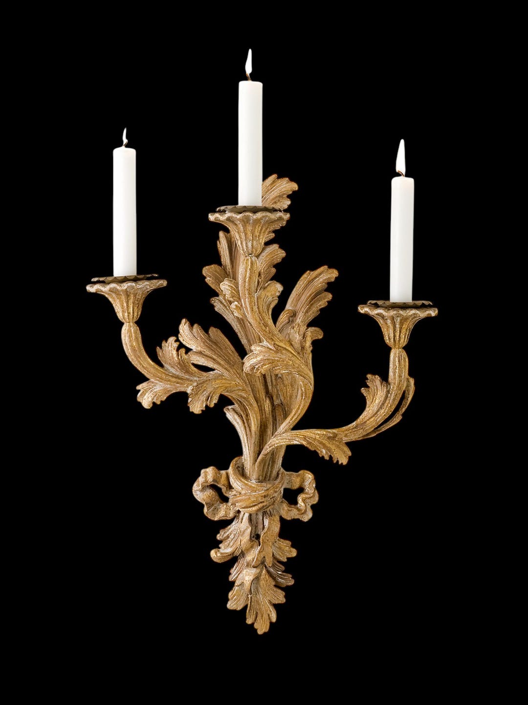 Hand Carved Tuscan Sconce With 3 Lights, Italian Gilt Wood Baroque ...