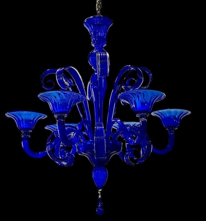 Cobalt Blue Chandelier, Murano Glass Lighting, Pastoral Chandelier ...