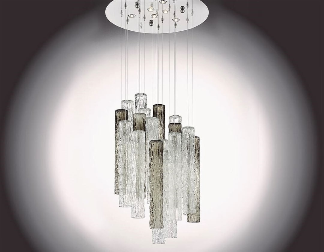 Murano Glass Tubes Ceiling Light, Contemporary Pendant Light, Venetian Lighting, Ceiling Light ...