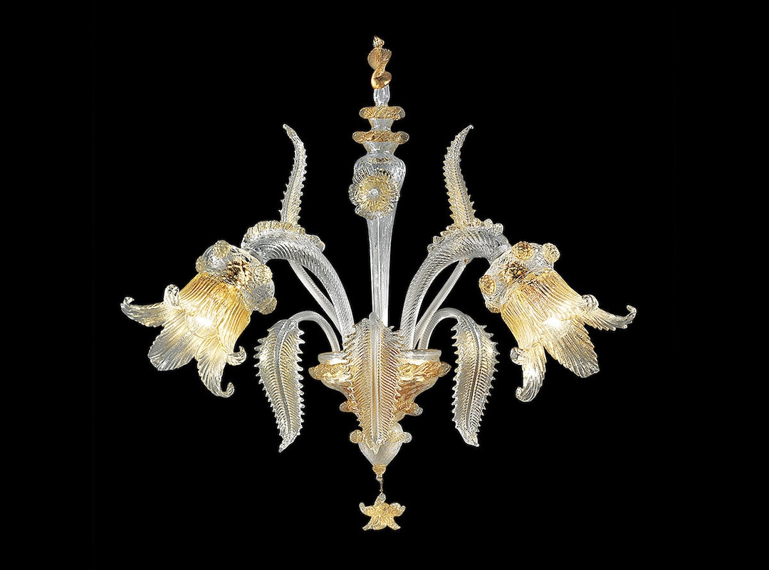 Floral Downward Sconce, Classic Murano Glass Wall Light, Two Lights ...