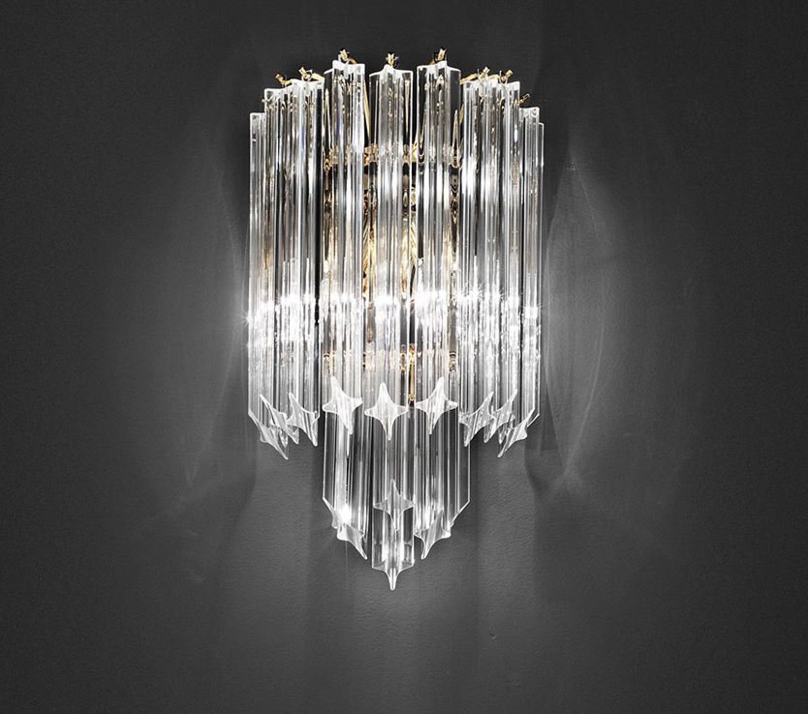 Italian Glass Venini Prism Sconce, Venetian Glass Sconce, Tronchi ...