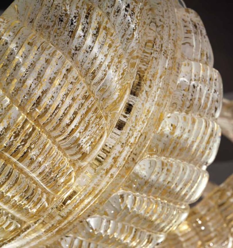 Two Tier Gold Glass Ceiling Light, Luxury Art Deco Light, Italian Light ...