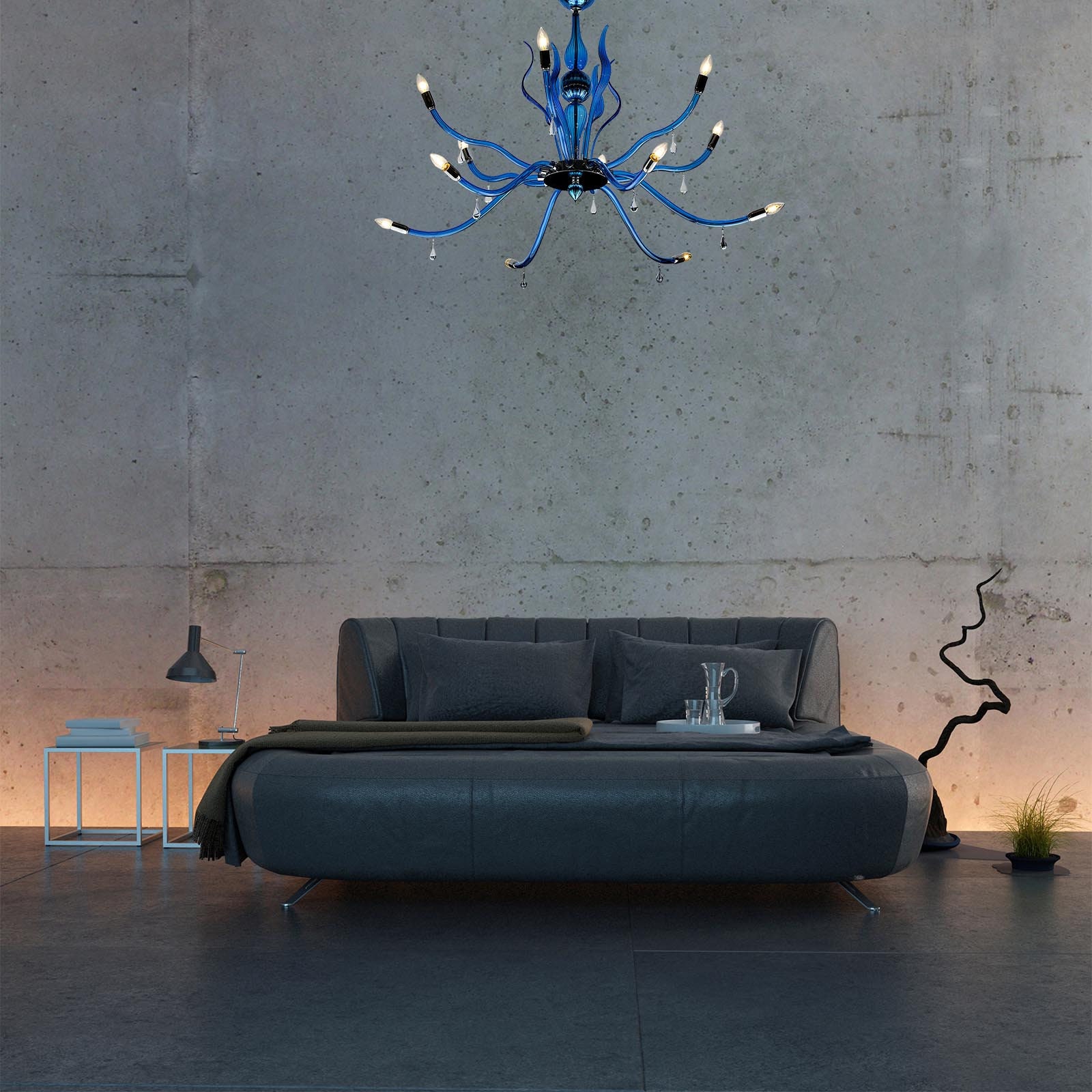 Ocean Blue Modern Chandelier, Murano Glass Chandelier, 12 Light Ceiling ...
