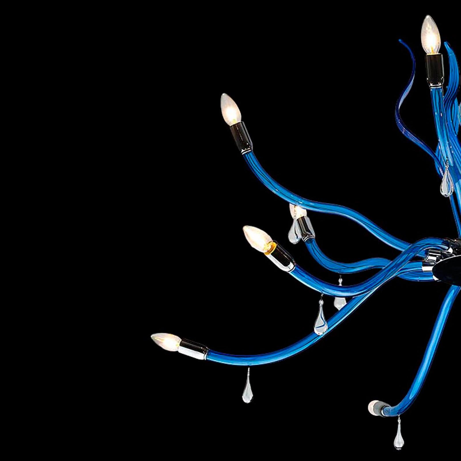 Ocean Blue Modern Chandelier, Murano Glass Chandelier, 12 Light Ceiling ...