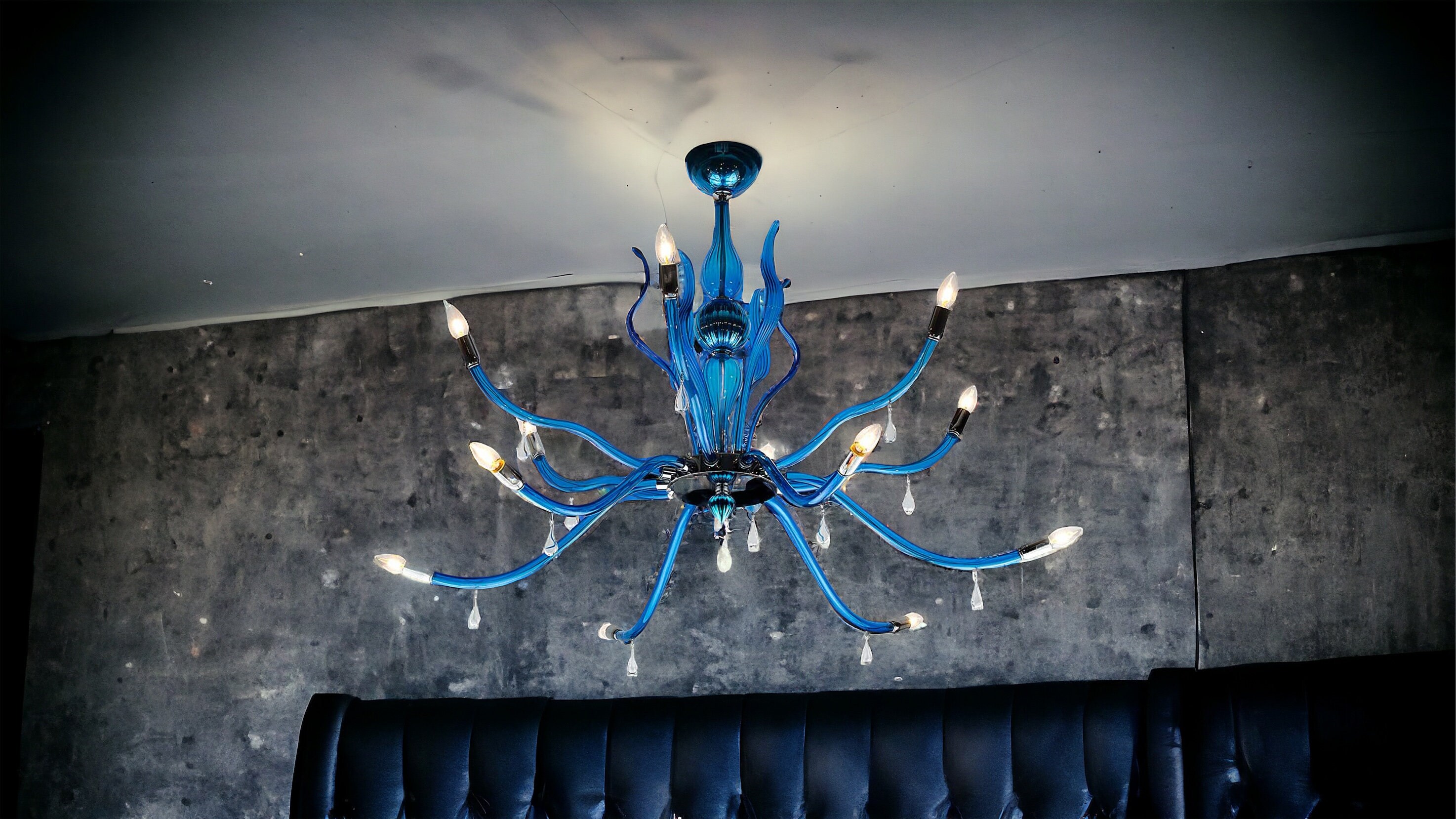 Ocean Blue Modern Chandelier, Murano Glass Chandelier, 12 Light Ceiling ...