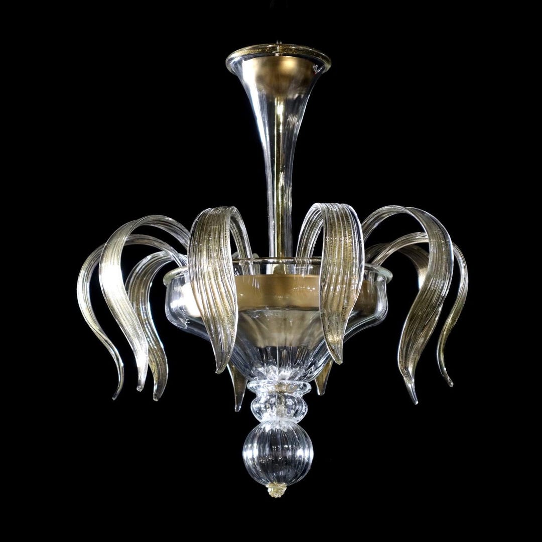 Murano Glass Ceiling Light, Lancia Lighting in Cristallo and 24kt Gold ...