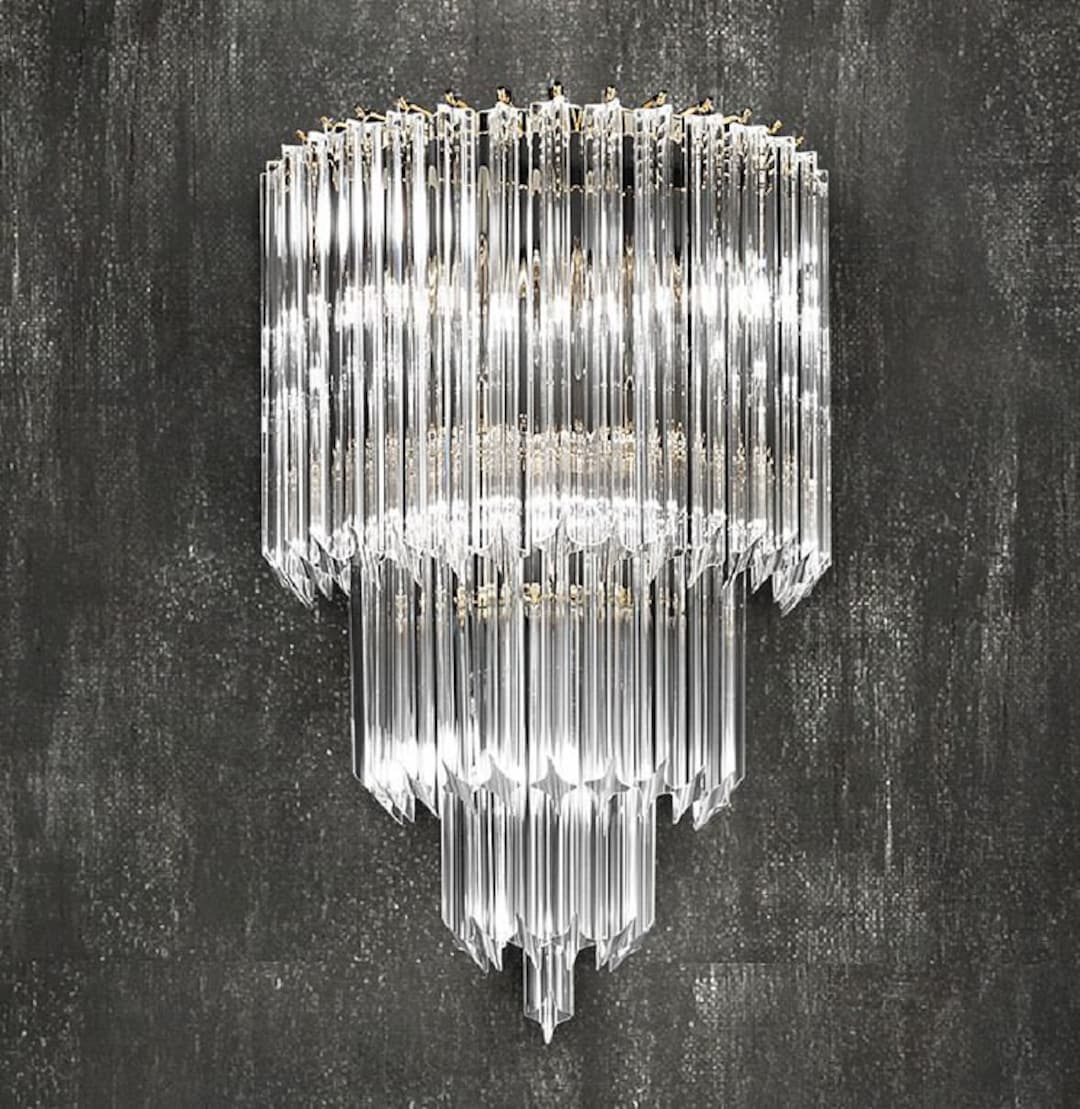 Italian Glass Venini Prism Sconce, Venetian Glass Sconce, Tronchi ...