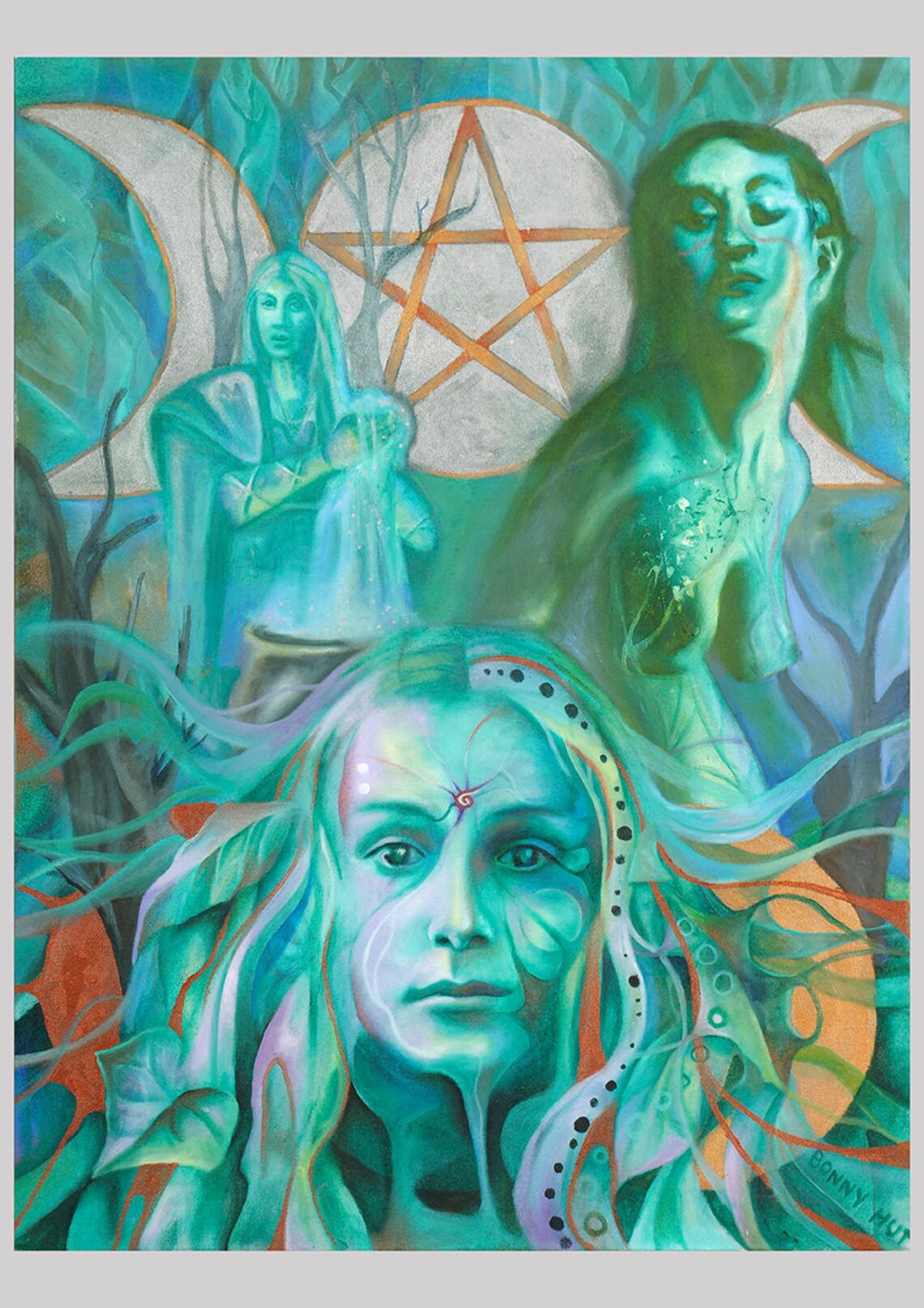 Triple Goddess Mother Maiden Crone Moon Goddess Art Pagan Etsy Australia