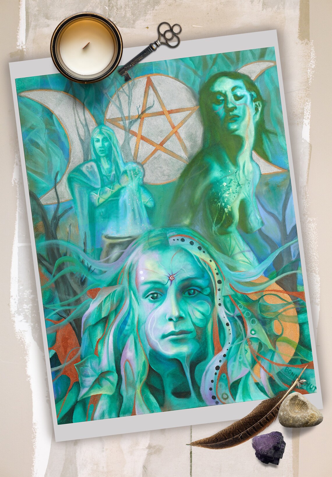 Triple Goddess Mother Maiden Crone Moon Goddess Art Pagan - Etsy Australia