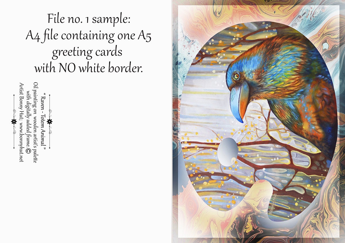 Large Crow Raven Card A5 Printable Raven Art Downloadable - Etsy
